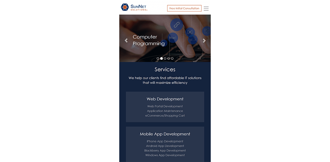 SunNet Mobile Website