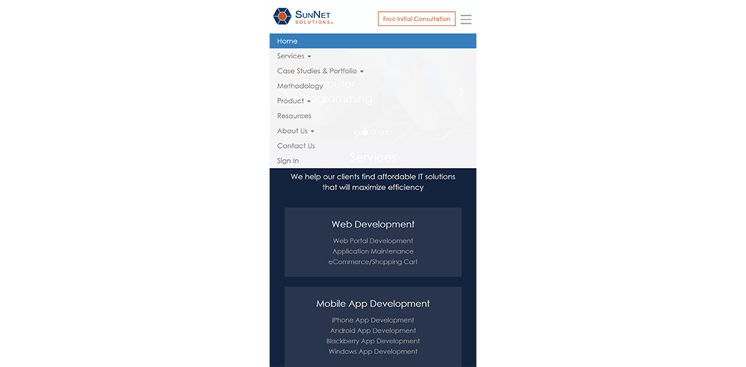 SunNet Mobile Website